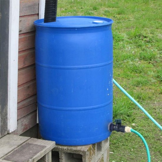 PVC Kraan met Schotfitting en Slangadapter voor Regenton of Watertank ...
