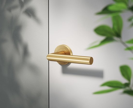 Matgouden Deurkrukken RVS met PVD-coating Ronde Rozet | bol