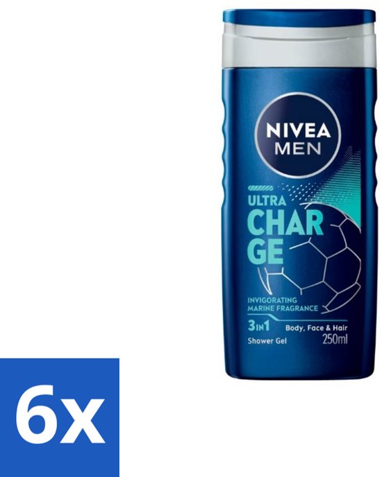 Nivea Men – Douchegel – Ultra Charge – 250 ml - Voordeelverpakking - 6 ...