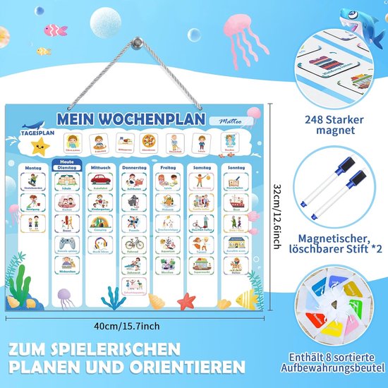 Famanu - Weekplanner kinderen magnetisch – Maat: met magneten en ...