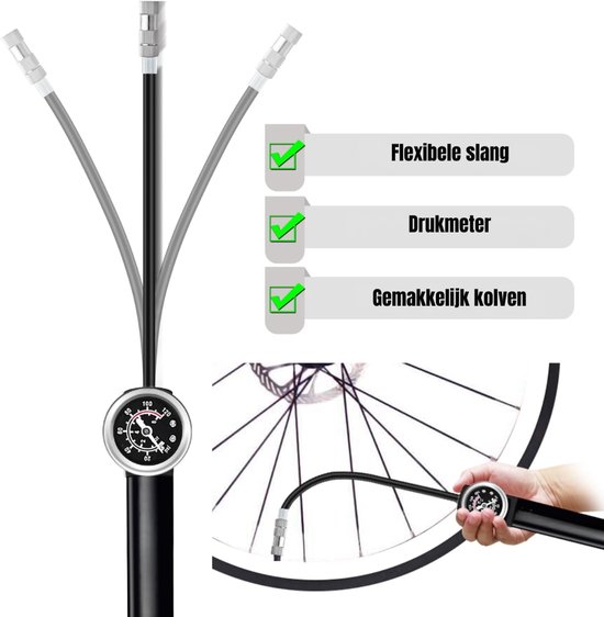 Core® Fietspomp met Drukmeter - Fietspomp Klein - Fietspomp Handmatig ...