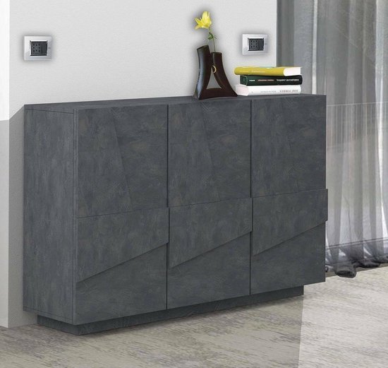 Moderne Dressoir Kast met 3 Deuren voor Hal en Entree - Slate Grijs | bol