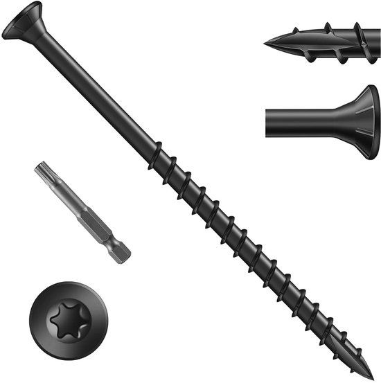 50x Houtschroeven Torx 4.8x90mm Zwart Verzonken Kop Universeel voor ...
