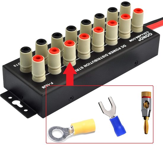 Banana Jack 8 Outlet DC Power Distribution Strip (with Cable) | bol