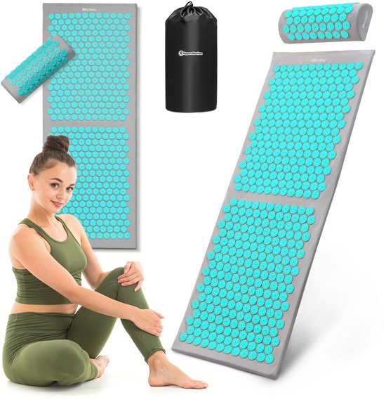 HyperMotion Acupressuurmat XL 130 cm met Kussen en Draaghoes – Grijs ...