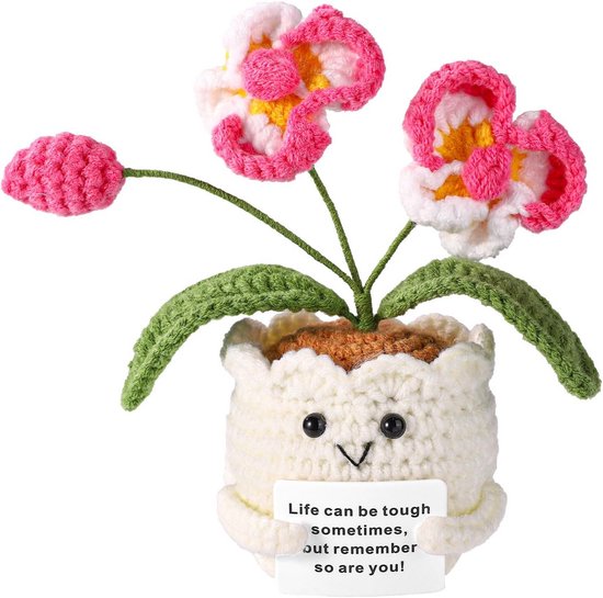 Gehaakte Orchidee Knuffel met Positieve Boodschap voor Emotionele Steun ...