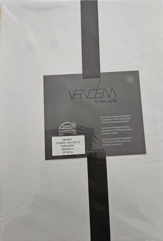 Topdeck hoeslaken split 85 cm, 160x200 off white, 100 % katoen. Merk ...