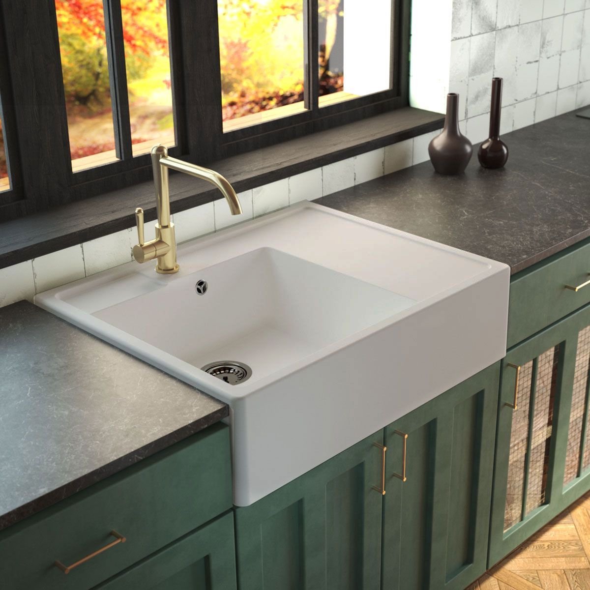 Landelijke Granieten Spoelbak Wit | bol.com