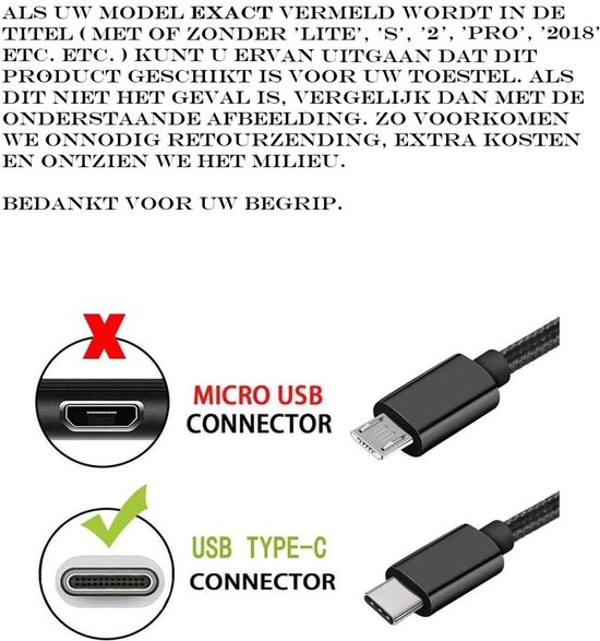 3.0A lader + 1,5m USB 3.0 C kabel. Oplader adapter met 3 poorten en ...