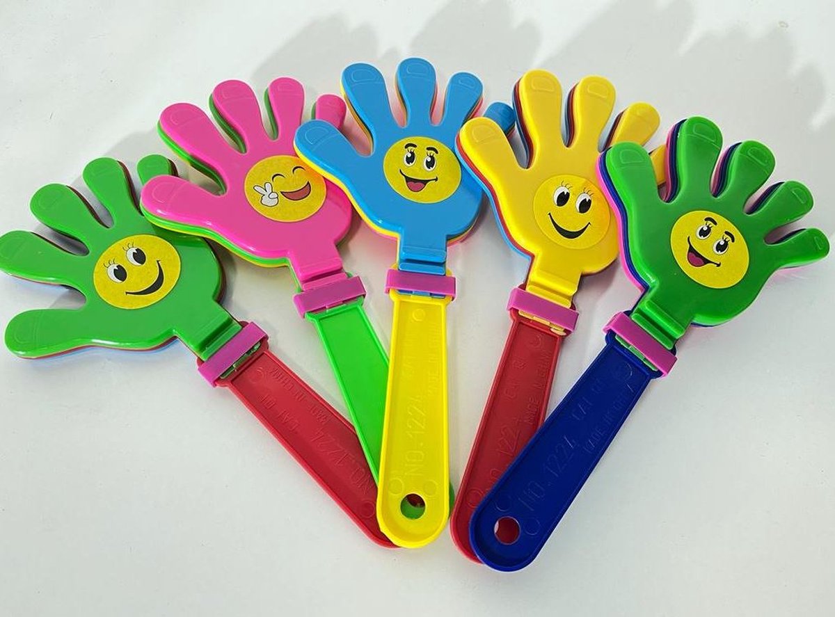 5 stuks klapperhandjes - klaphanden smiley 24 cm | bol.com