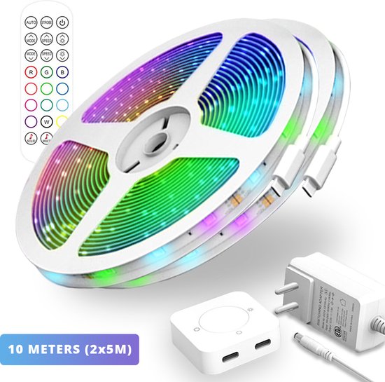TBFY® - LED strip 2x5 Meter op 2 Rol - Multi color - Dimbaar ...