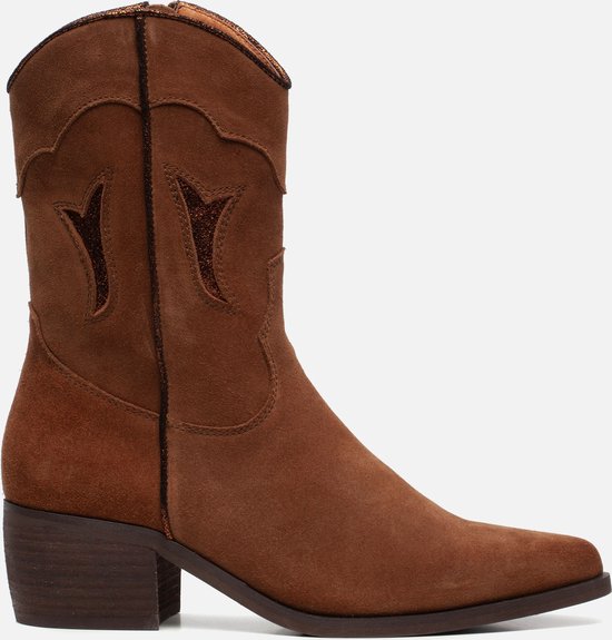 Ann Rocks Ann Rocks Cowboy laarzen Cognac Suede - Maat 40 | bol.com