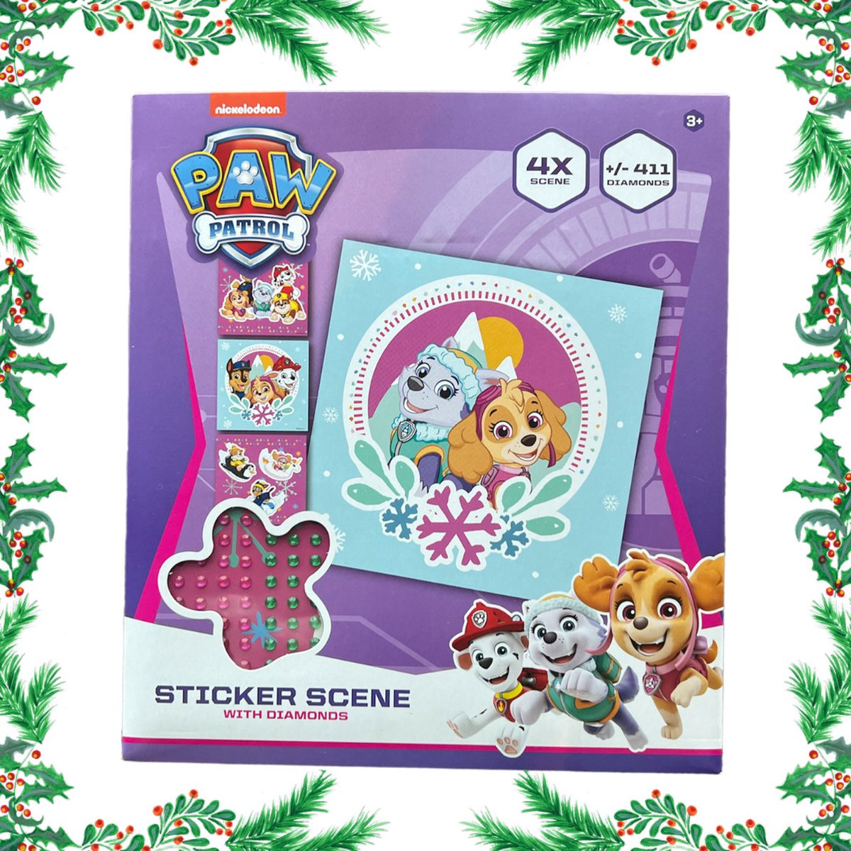 Paw Patrol Kerst Sticker Scene - Paw Patrol Diamond Stickers - Diamond Painting - Roze... | bol.com