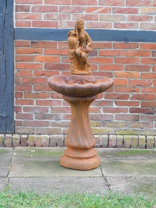 Tuinfontein steen met vrouwelijk beeld, fontein steen oxide | bol