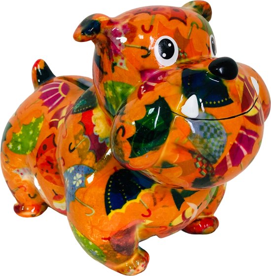 Pomme Pidou spaarpot English Bulldog Barney Oranje met paraplus | bol.com