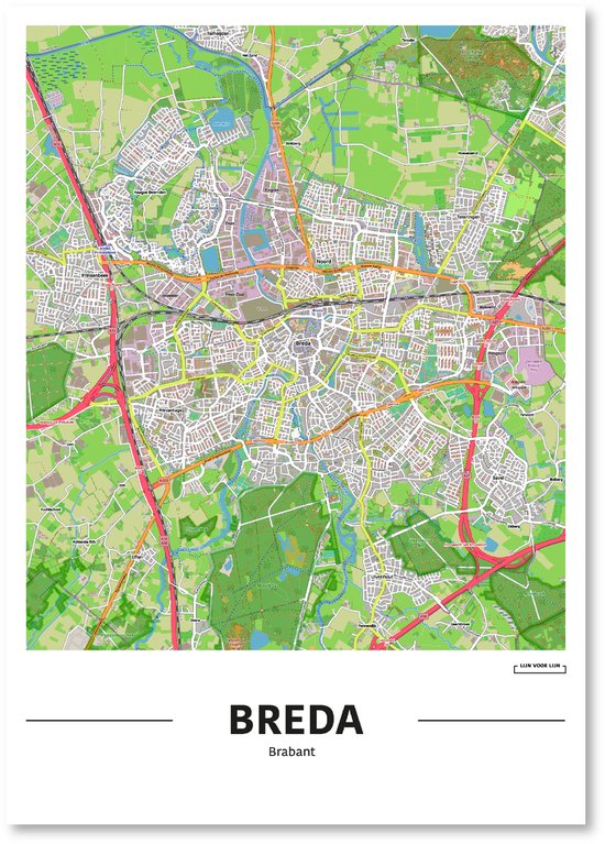 Stadskaart - Breda - plattegrond - A4 - Dibond - in reliëf | bol