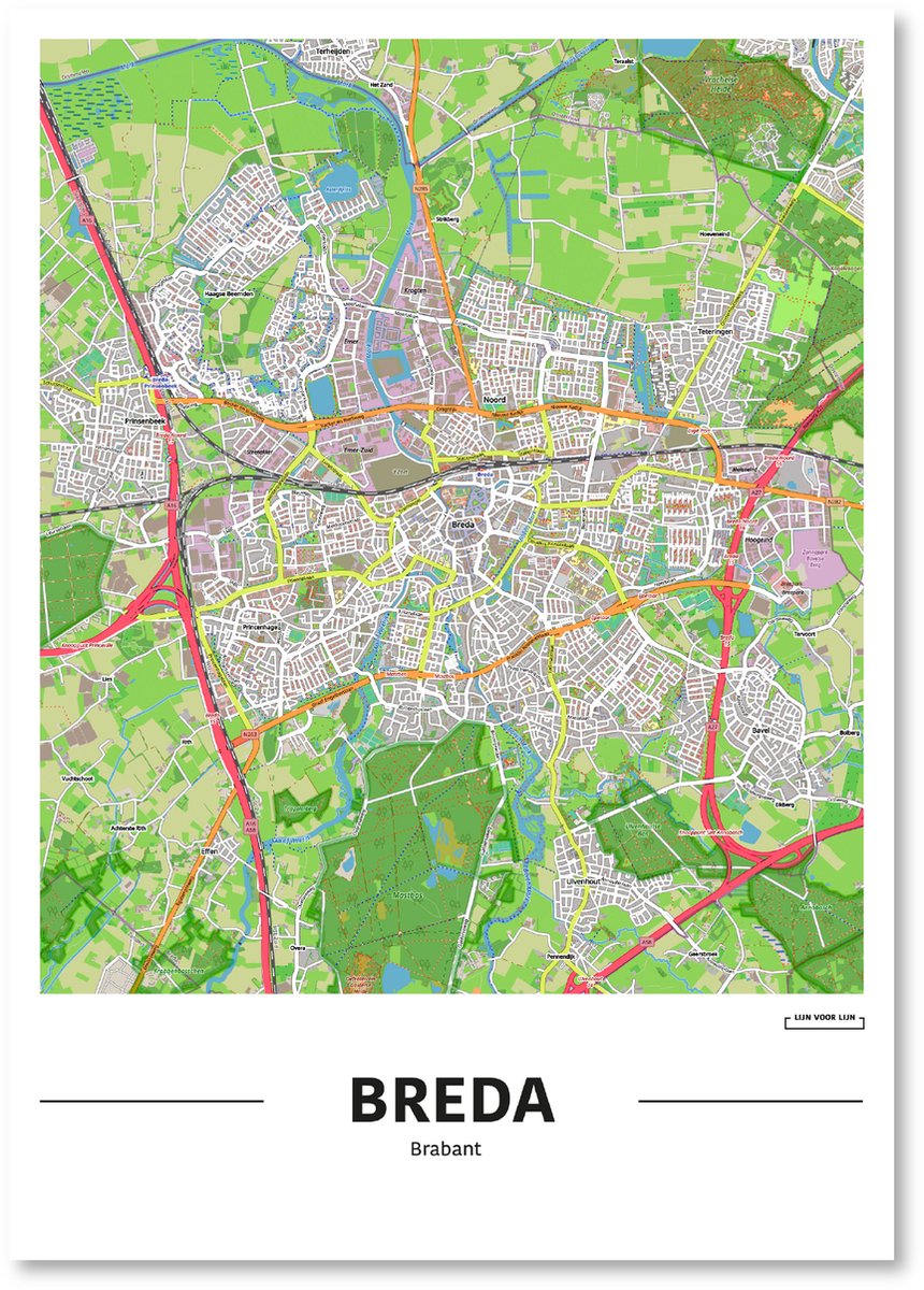 Stadskaart - Breda - plattegrond - A4 - Dibond - in reliëf | bol.com