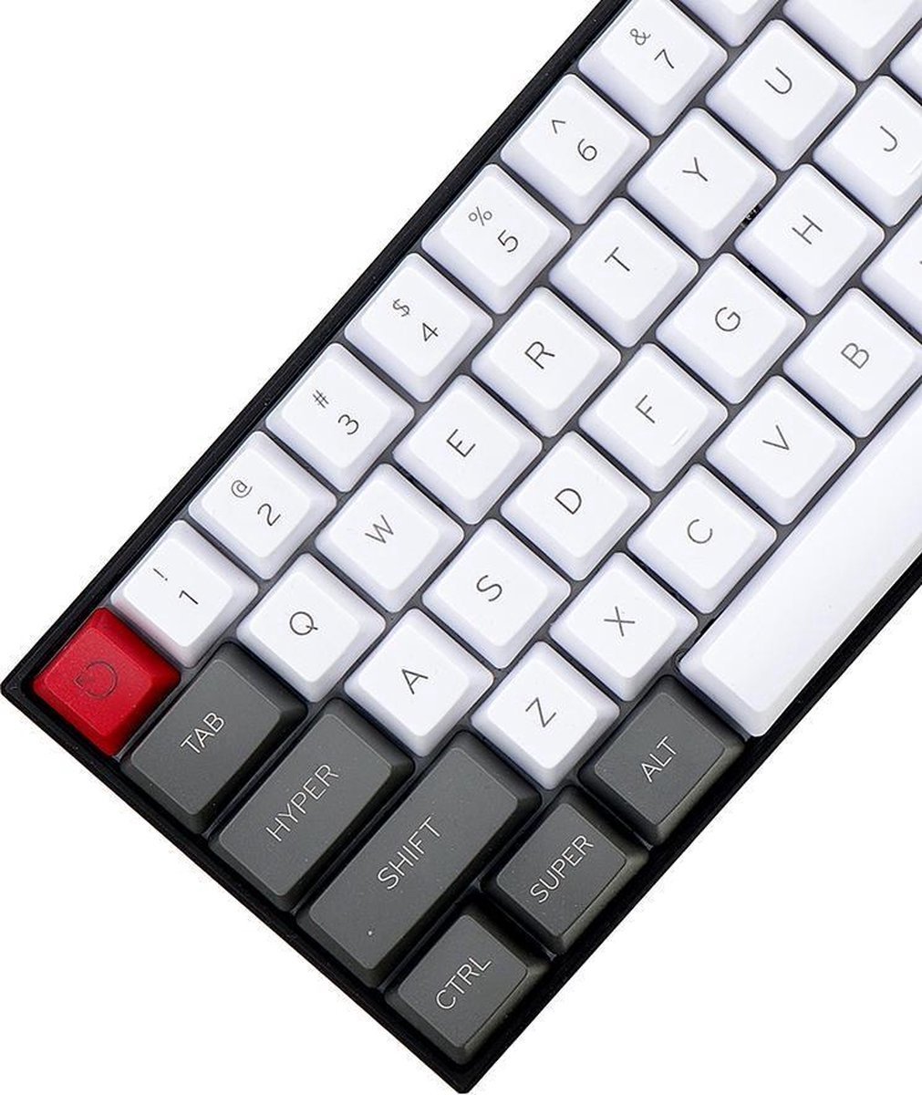 Keycaps - 61 Keys - Wit & Grijs - OEM Profile PBT Thick ANSI Layout ...