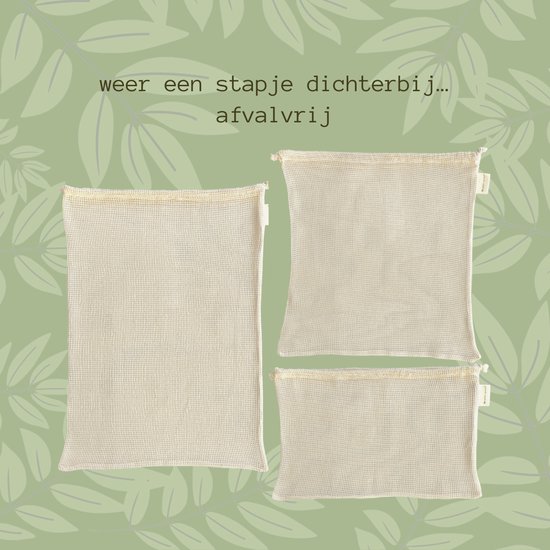 Herbruikbare boodschappen tasjes - Broodzak - Fruitzak - Groentezak ...
