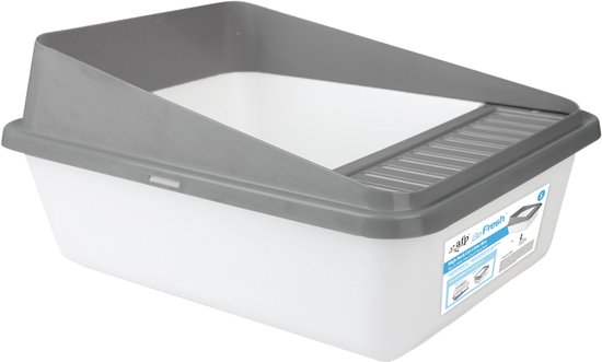 AFP Go Fresh - Grand bac à litière pour chat à dossier haut - Gris ...