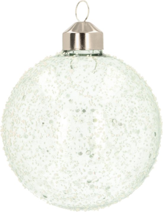 Oneiro's luxe Glazen kerstbal met sneeuwbaleffect | Doorschijnend groen ...