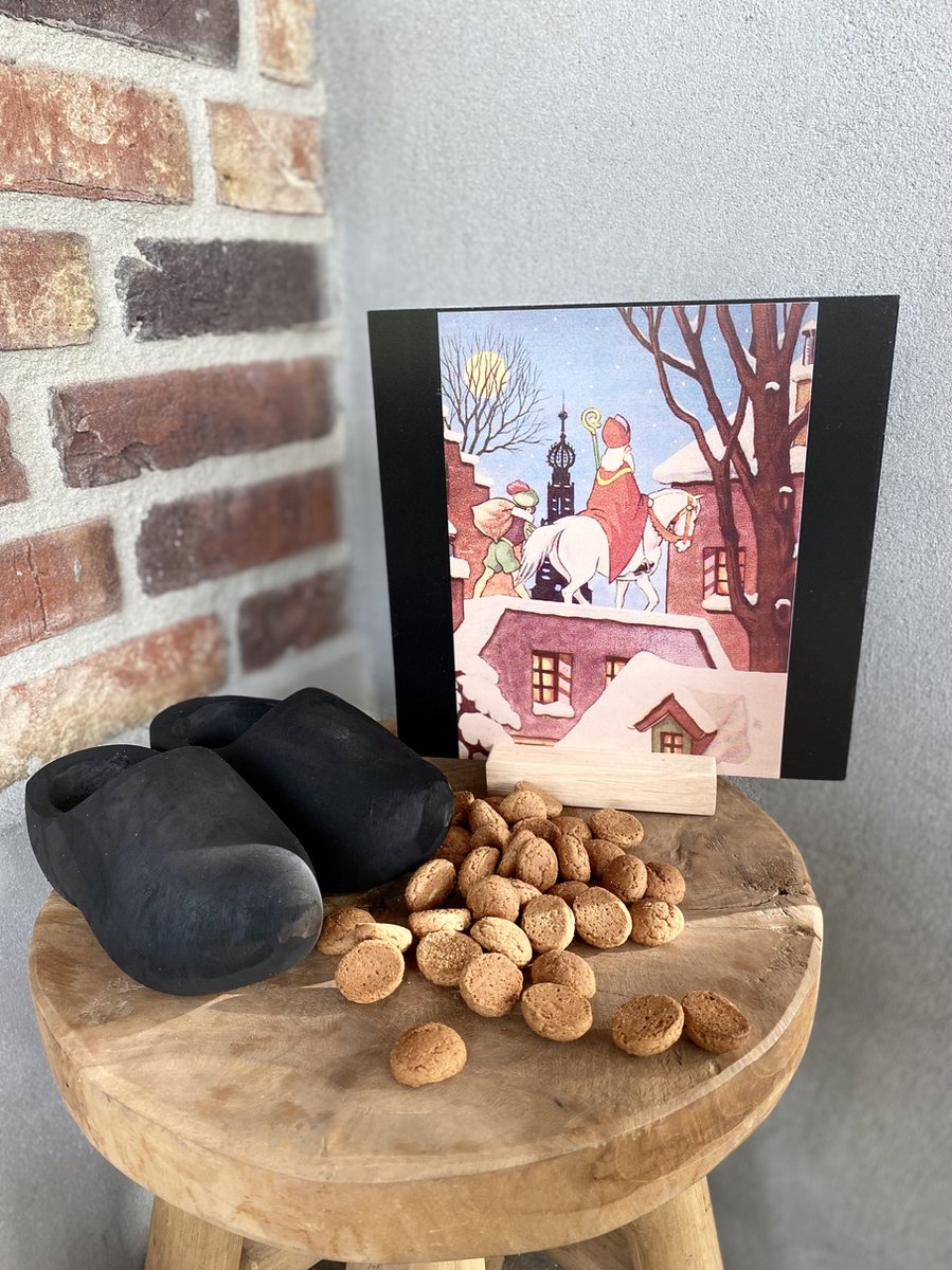 Decoratieset Sinterklaas inclusief houten klompjes zwart (14,5 cm) en ...