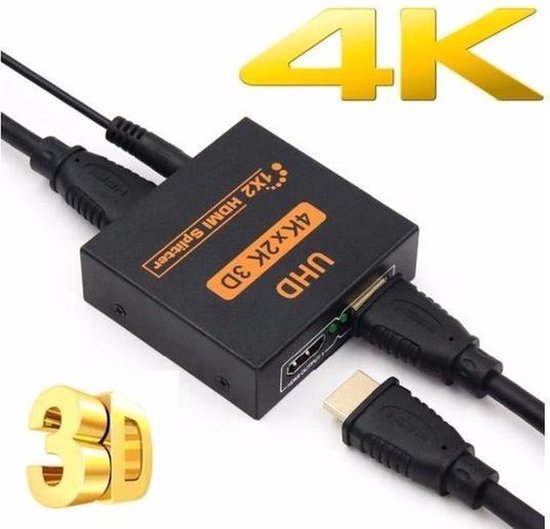 AM-IP® HDMI Splitter 2 Poorts - HDMI Switch Schakelaar - 1.4v 4K FULL 3D - Plug & Play... | bol