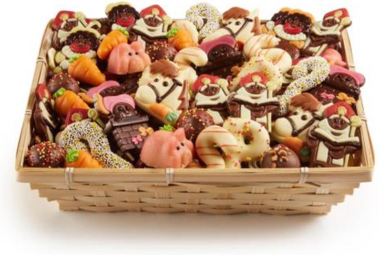 Mand met Belgische Sinterklaas Chocolade en Marsepein - 2,5 KG - Mix ...