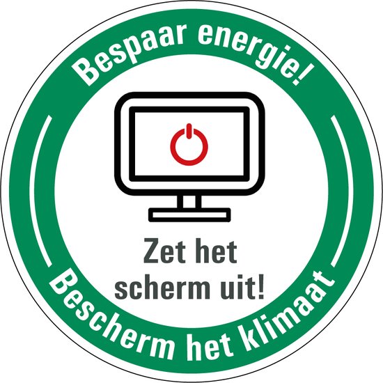 Energie besparen sticker zet scherm uit 50 mm - 10 stuks per kaart | bol