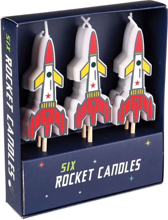 kaarsjes Ruimtevaart Raket kaars cupcake gebak 6 stuks | bol.com