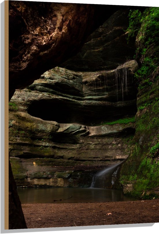 WallClassics - Hout - Inhammen in Grot met Water - 70x105 cm - 12 mm ...