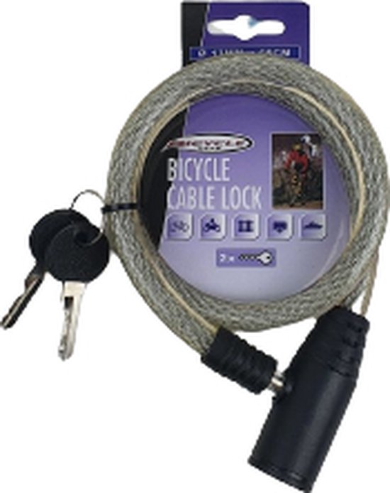 Fiets kabelslot - Zilver / Zwart - Kunststof / Metaal - 12 mm x h 65 cm ...