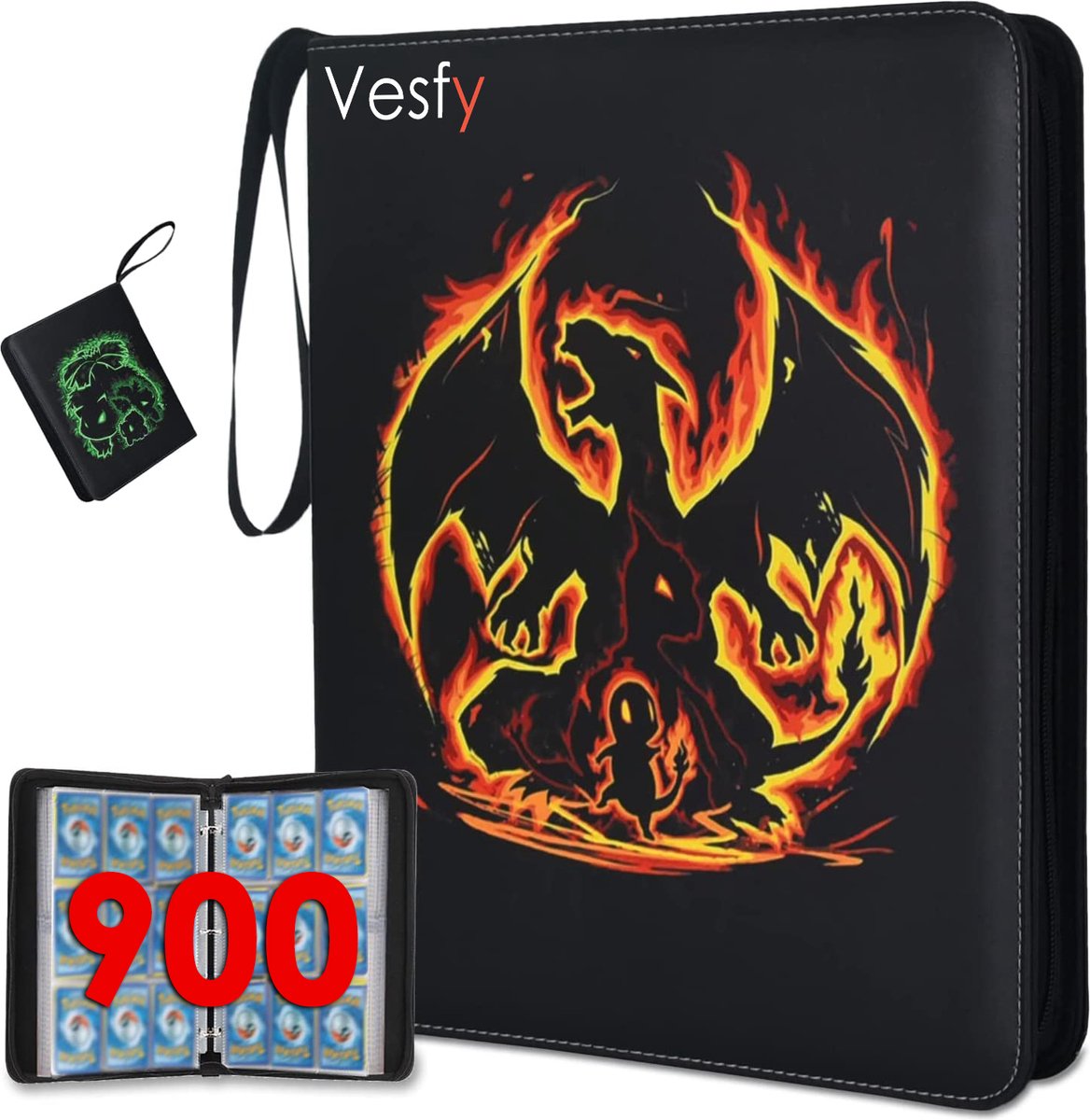 Verzamelmap geschikt voor Pokémon 900 kaarten met 50 Pagina's en 9 ...