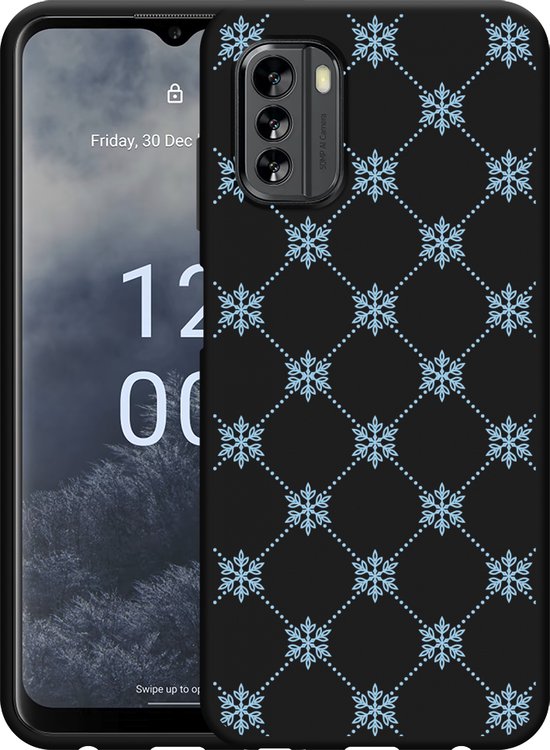 Nokia G60 Hoesje Zwart Snowflake Pattern - Designed by Cazy | bol