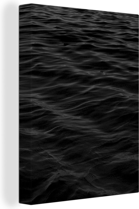 Canvas Schilderij Golven - Water - Zwart - Wit - 90x120 cm - Wanddecoratie | bol