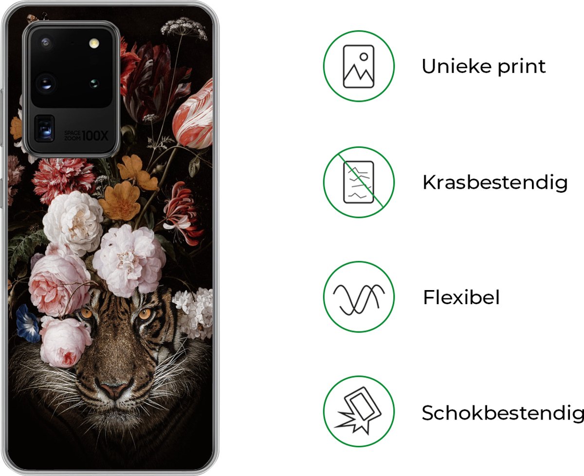 Geschikt voor Samsung Galaxy S20 Ultra hoesje - Bloemen - Jan Davidsz de Heem - Tijger... | bol