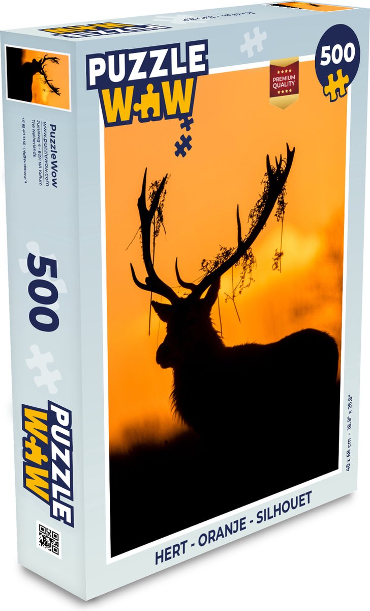 Puzzel Hert - Oranje - Silhouet - Dieren - Natuur - Legpuzzel - Puzzel ...