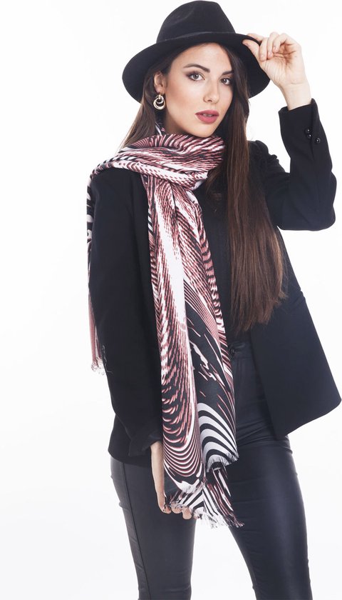 Damessjaal Bordeaux Geo Print | Super Soft Touch | Langwerpige Sjaal | bol.com
