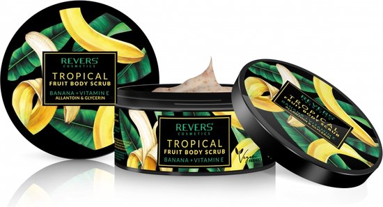 Revers® Body Scrub Tropical Fruit Banana Vitamine E 200ml Bol