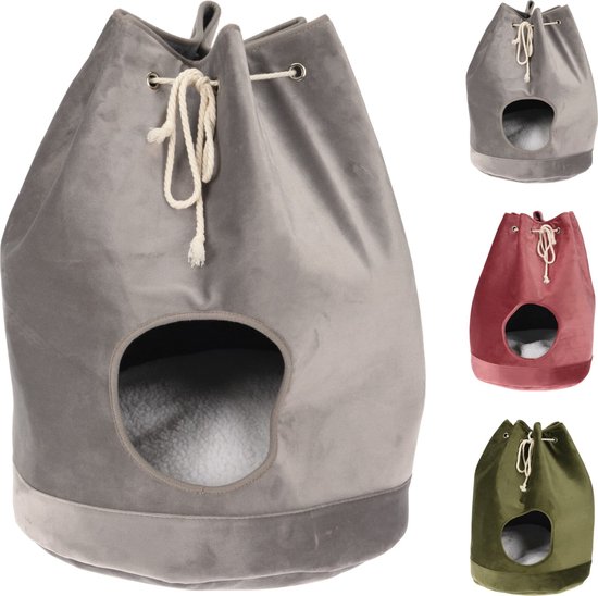 Kattenhuis modern met inlegkussen 34x34x46 cm grijs | bol