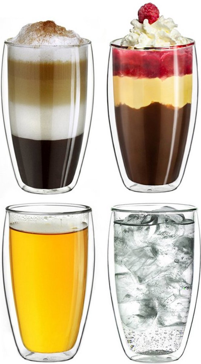 Creano - Dubbelwandige koffieglazen - Theeglazen - Thermisch glas ...