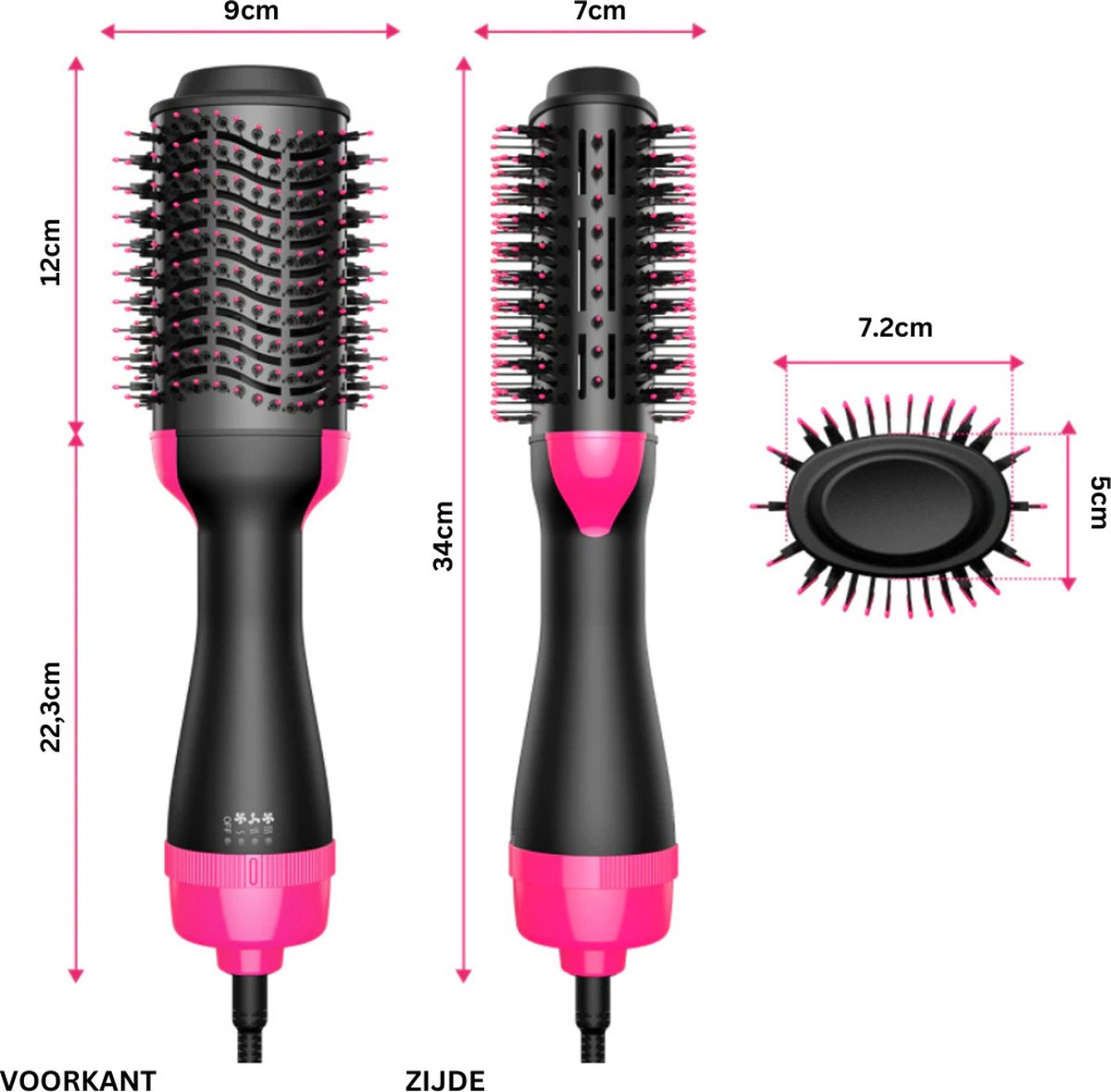 4 in 1 borstel Fohn - Borstel - Haardroger - Stijltang - Kam ...