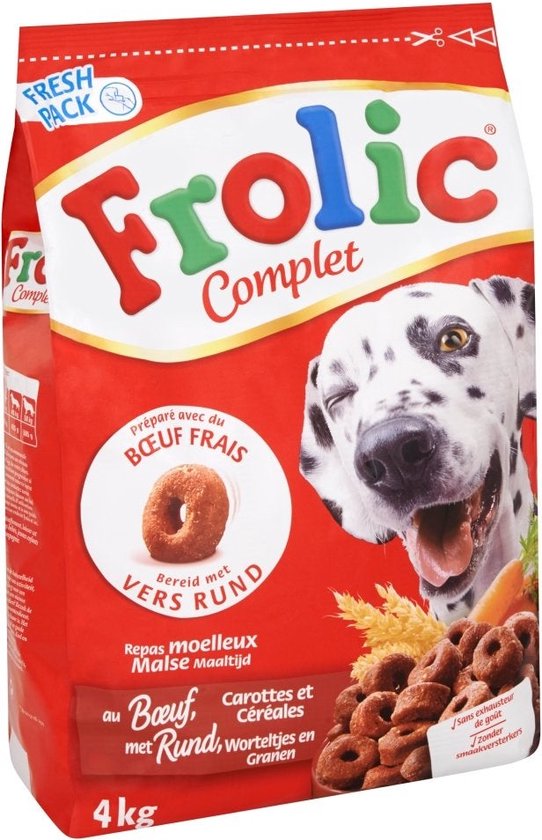 Frolic Droge Brokken | Rund, Worteltjes & Granen | 4 Kilo | Hondenvoer ...