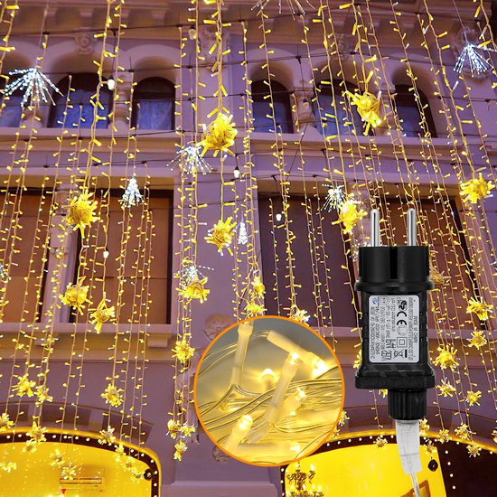 LED Lichtgordijn Sfeerverlichting 8 standen 400 LED 15M Warm Wit ...