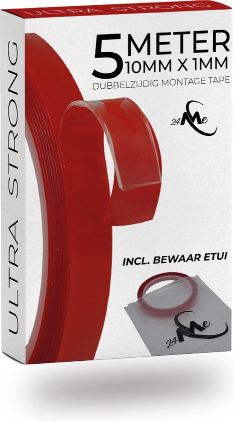 24ME® 5 Meter Dubbelzijdig Montagetape - Incl. Bewaar Etui - Transparant - Nano tape... | bol.com