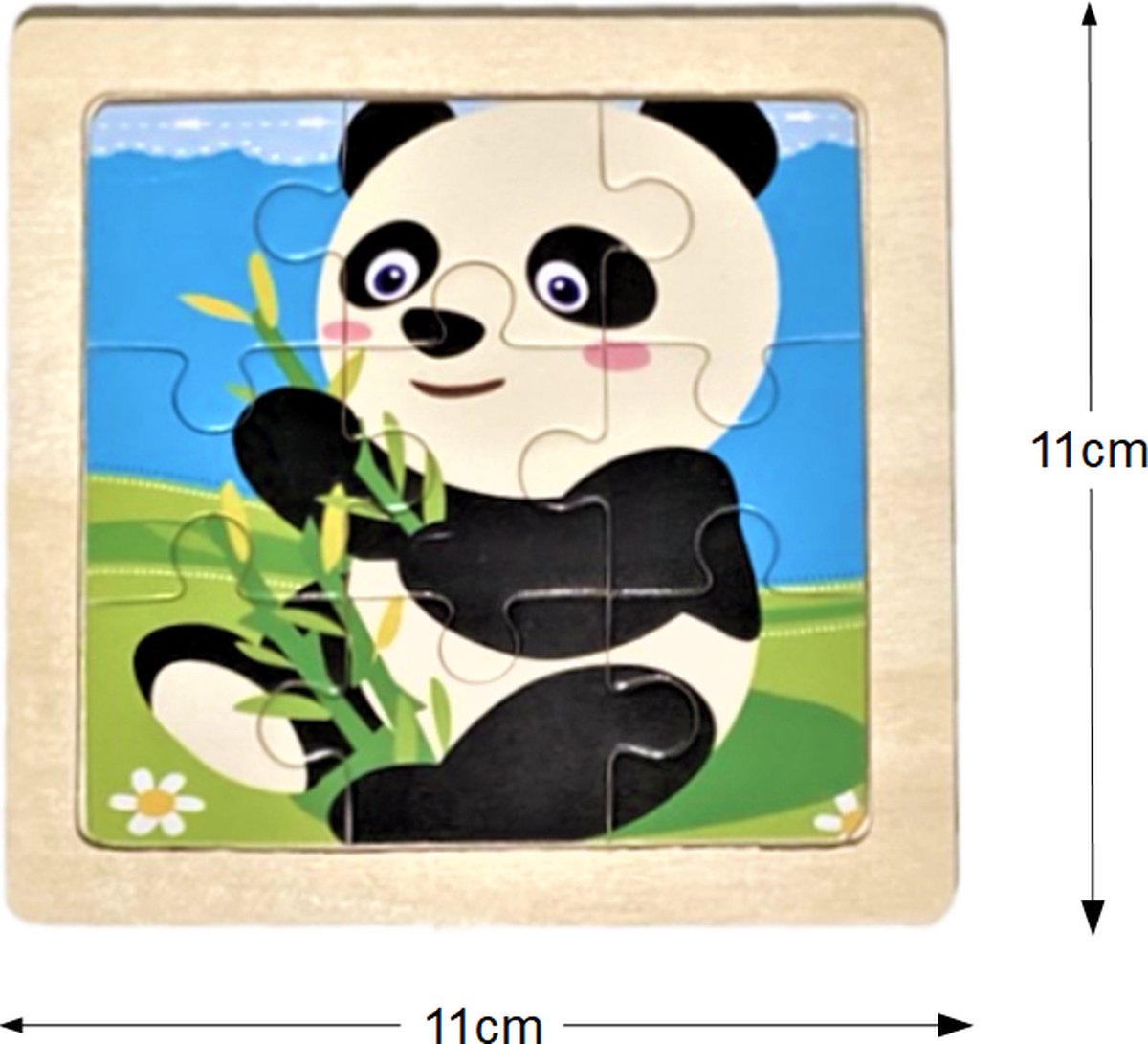 Houten puzzel - Cute Panda - 9 delig - 11x11 cm - Montessori | bol.com