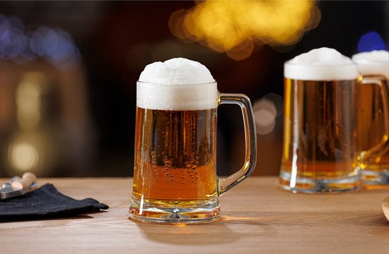 Secret de Gourmet Bierglazen set - bierpullen/bierglazen op voet - 8x stuks - glas | bol