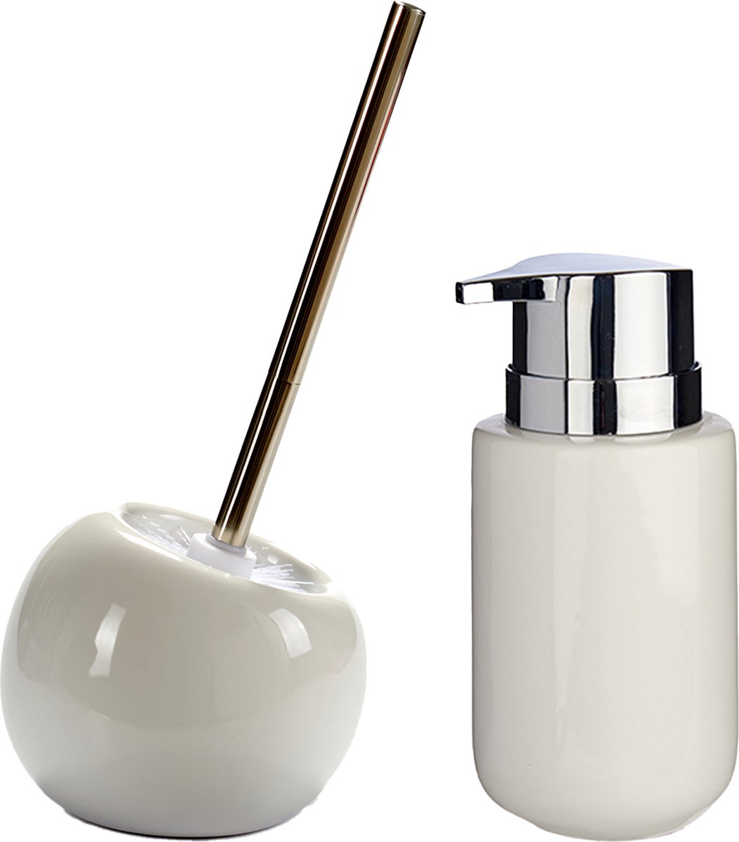 Berilo Toilet spullen set - Toiletborstel met zeeppompje - keramiek ...