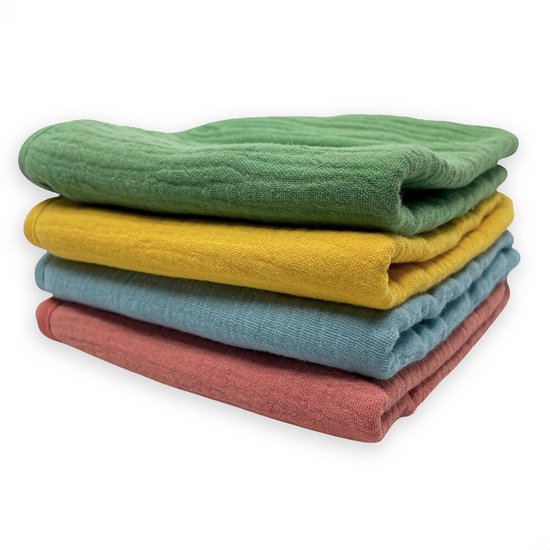 Smikkels - Baby spuugdoekjes, monddoekjes, set van 4 stuks - 4 kleuren ...