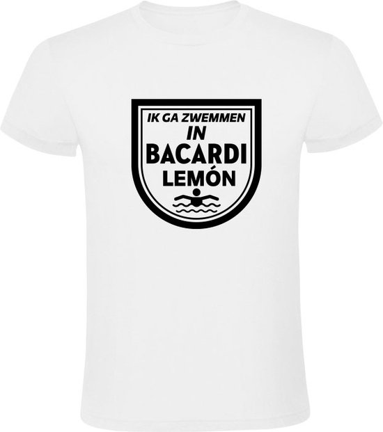 Ik ga zwemmen in Bacardi Lemon Heren T-shirt | Mart Hoogkamer | Bacardi Limon | Wit | bol
